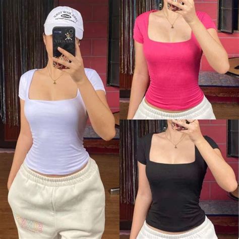 Vampire 6a0278 Square Neck Double Lining Boddy Fitted Plain Top