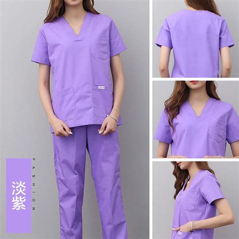 【free Name Embroidery】scrub Set Short Sleeve Nurse Uniform Cotton