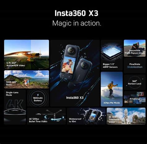 Insta ONE X K Video MP Pocket Camera Action Cam Invisible Selfie Stick GB