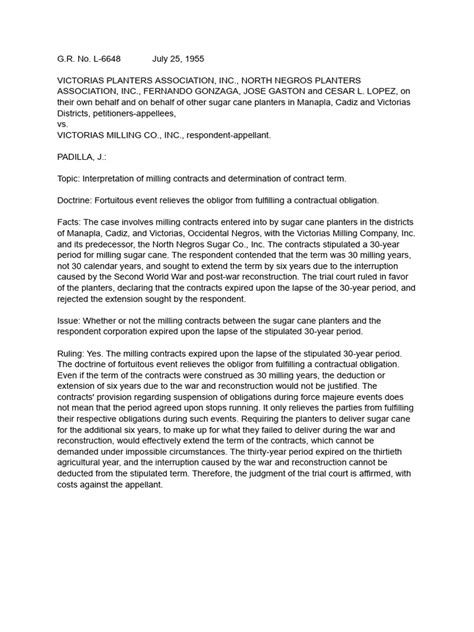 Victorias Planters Assoc Vs Victorias Milling Gr No L 6648 Pdf