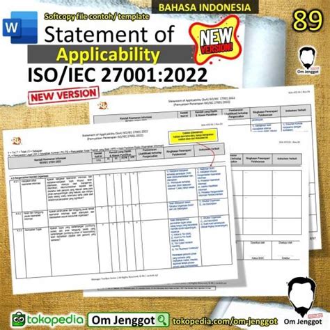 Jual Contoh Statement Of Applicability Soa Penerapan Iso Iec 27001