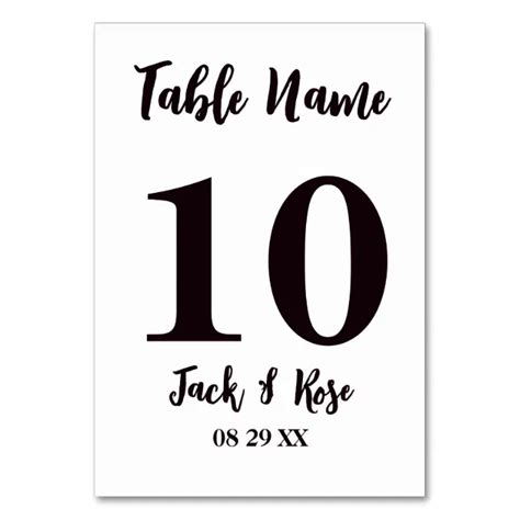 Modern Custom Table Name Wedding Table Number Zazzle
