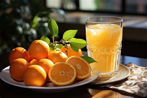 Premium Ai Image Cup Of Cold Juice For Breakfast Generative Ia