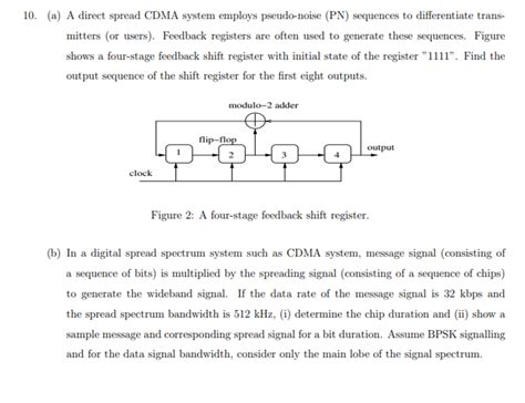Solved Question 10 A A Direct Spread CDMA System Employs Pseudo