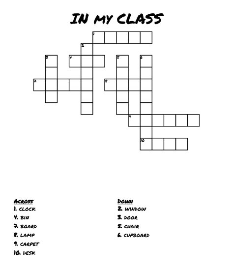 In My Class Crossword Wordmint