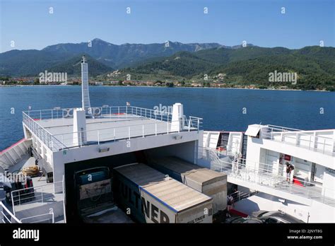 Ferry Boat Harbor Thassos Island Macedonia North Eastern Greece