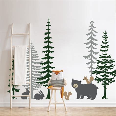 Pine Trees Wall Decal Etsy