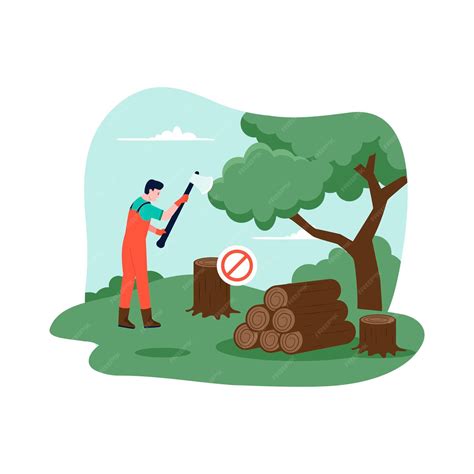 Concepto Vectorial De Detener La Tala Ilegal De árboles Vector Premium