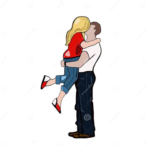 A Man And A Woman Couple Kissing Isolate On A White Background Stock