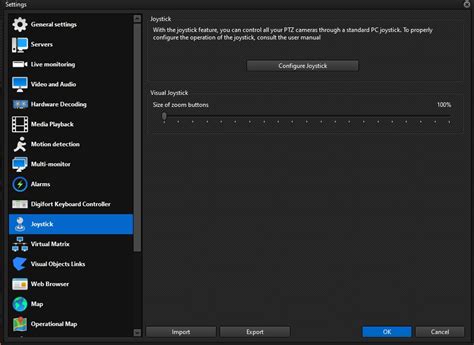 Configuring The Surveillance Client Joystick Settings
