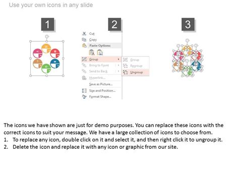Six Circles For Marketing Mix Strategies Powerpoint Template