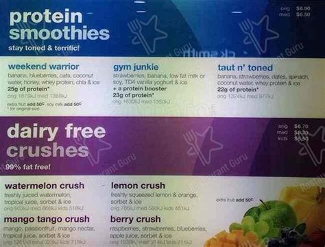 Menu At Boost Juice Pub And Bar North Sydney 36 Blue St