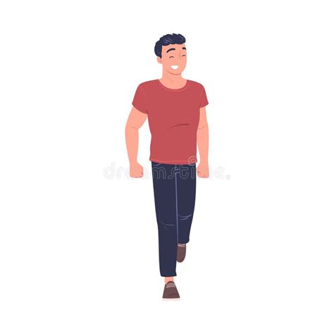 Walking Man Character Strolling In The Street And Smiling Vector