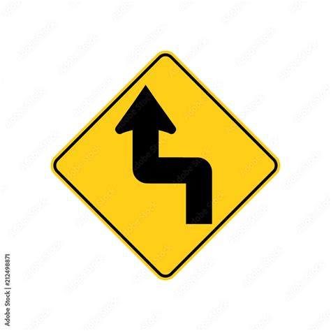 Usa Traffic Road Signsthe Road Ahead Curve Sharply Right Then Left