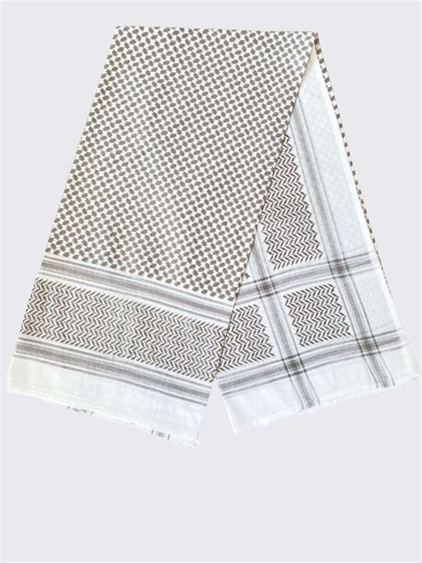 Light Grey And White Shemagh Scarf Unisex Keffiyeh My Little Jubba