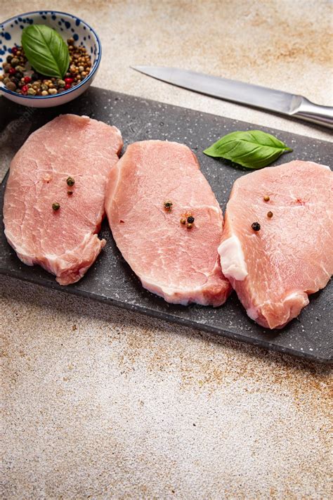 Premium Photo Pork Raw Meat Cuts Steak Slices Fresh Snack Meal Food
