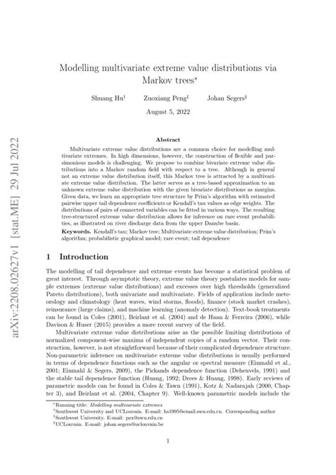 Modelling Multivariate Extreme Value Distributions Via Markov Trees