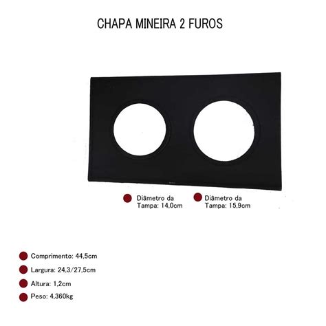 Chapa Fogao Mineira 2 Furos Sem Tampa Shopee Brasil