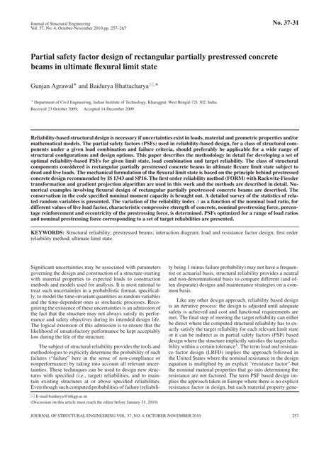 Pdf Partial Safety Factor Design Of Rectangular Partially Prestressed Concrete Beams In