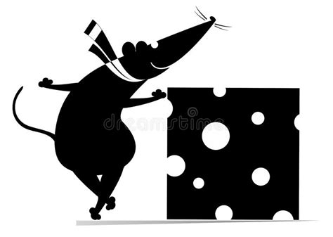 Cute Rat Or Mouse Holding A Piece Of Cheese Stock Vector Illustration