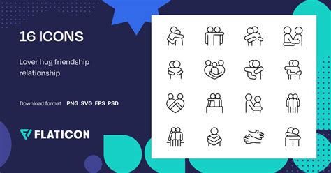 Pack De Iconos Lover Hug Friendship Relationship Outline 16 Iconos Svg