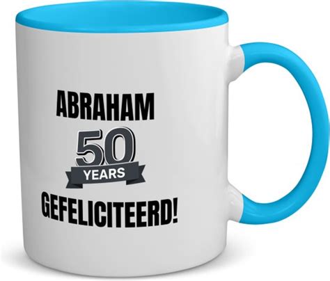 Akyol 50 Jaar Sarah En Abraham Cadeau Koffiemok Theemok Blauw