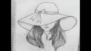 How To Draw A Girl Wearing Hat Step By Step Pencil S Doovi