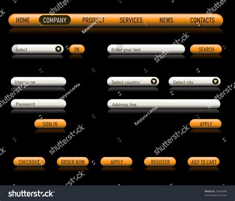 Website Design Set On Black Consist Stock Vector Royalty Free