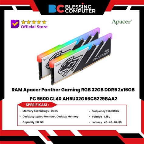 Promo Ram Apacer Panther Gaming Rgb 32gb Ddr5 2x16gb Pc 5600 Cl40 Cicil