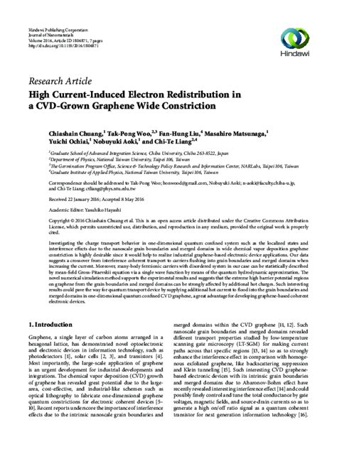 Pdf High Current Induced Electron Redistribution In A Cvd Grown Graphene Wide Constriction