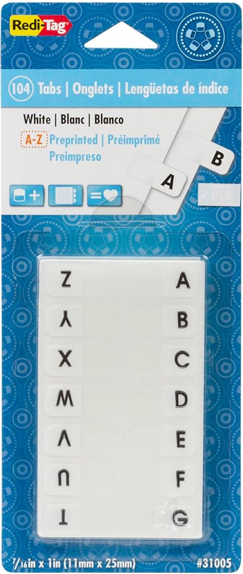 Redi Tag Rtg31005 Permanent Alphabetical Tab Indexes 104 Pack