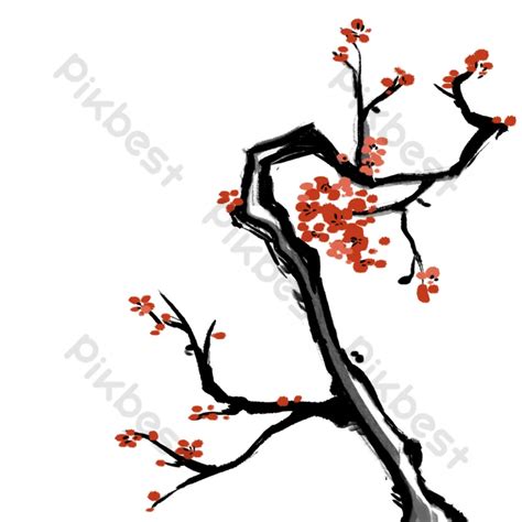 붉은 매화 일러스트 Png Psd 무료 다운로드 Pikbest