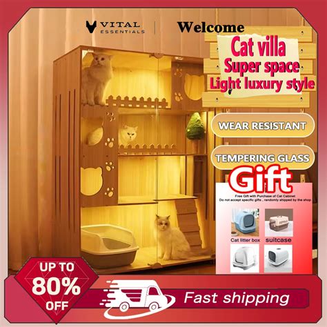 Cat Villa Household Solid Wood Waterproof Luxury Cat Cagecat House Indoor Panoramic Cage Cat