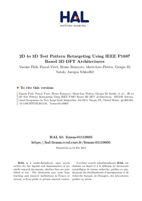 Pdf 2d To 3d Test Pattern Retargeting Using Ieee P1687 Based 3d Dft