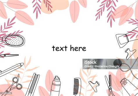 프레임 미용 도구의 경계 헤어 살롱 액세서리 개요 헤어 드라이어 빗 가위 및 추상화 미장원에 대한 스톡 벡터 아트 및 기타 이미지 Istock