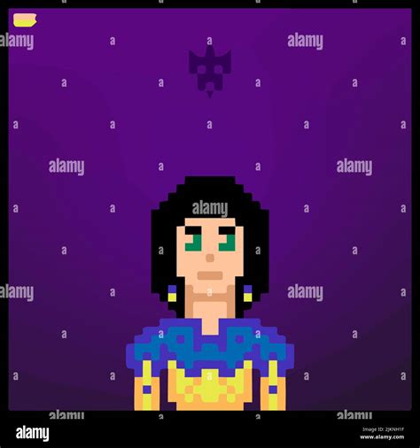 Cartoon Character In Pixel Vector Art Using A Color Filled Background