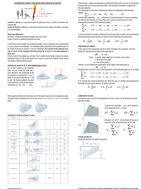Centroids And Center Of Gravity Pdf Center Of Mass Force