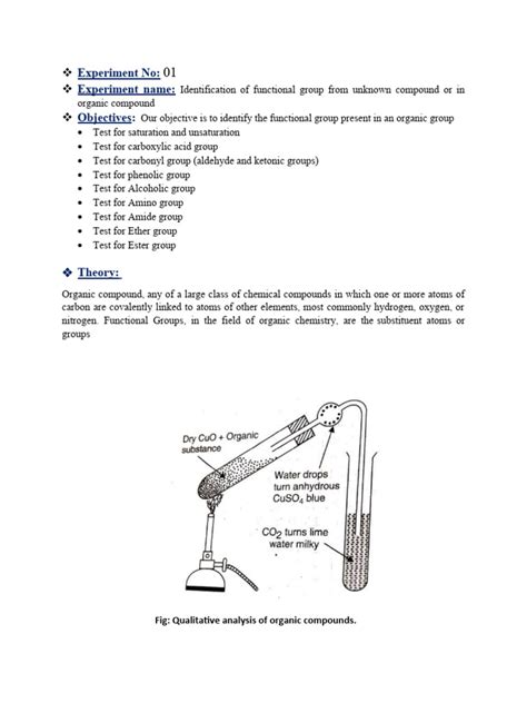 Functional Group Identification Pdf Functional Group Organic