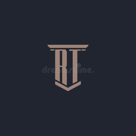 RT Initial Monogram Logo With Pillar Style Design Stock Vector