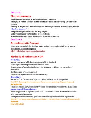 Introduction To Macro Intro Lecture 1 ECON10003 Unimelb Studocu