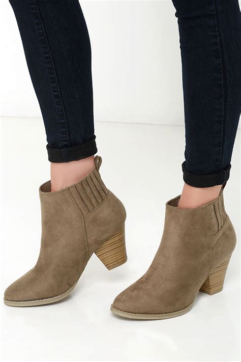 Cute Taupe Boots Suede Boots Ankle Boots Taupe Booties 3100