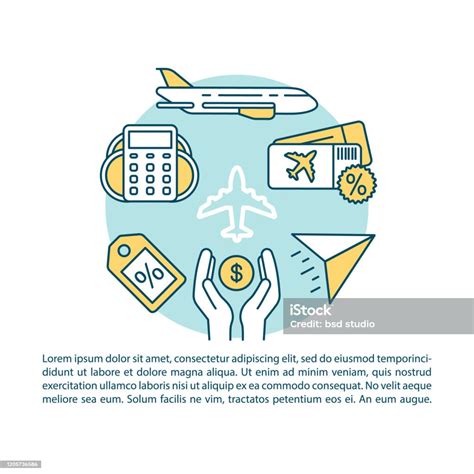 便宜的飛行文章頁面向量範本航空公司最後一分鐘的機票摺頁冊雜誌摺頁冊設計項目與線性圖示和文字方塊列印設計帶文本空間的概念插圖向量圖形及更多商用