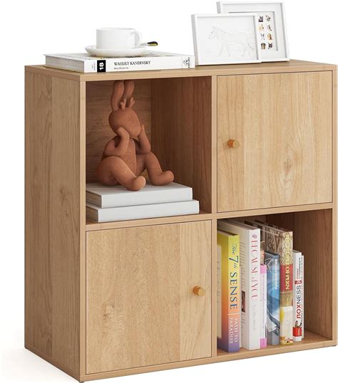 4 Cube Bookcase 2 Tier Freestanding Book Shelf With Open Compartments