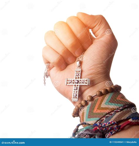 Mano Que Lleva A Cabo La Cruz Cristiana Imagen De Archivo Imagen De Mano Rojo