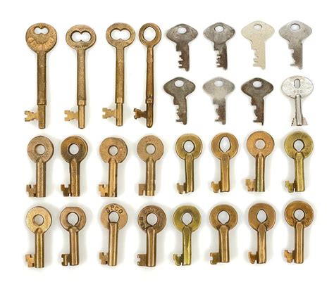 Lot Lot Of 28 Antique Stamped Brass Railroad Keys
