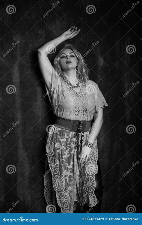New Boho Style Woman Portrait In Fancy Clothes Stock Image Image Of