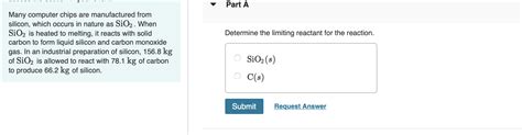 Solved Part A Determine The Limiting Reactant For The Chegg