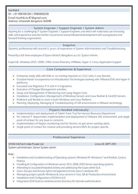 Karthik K Senior System Admin Docx Operating Systems Computer