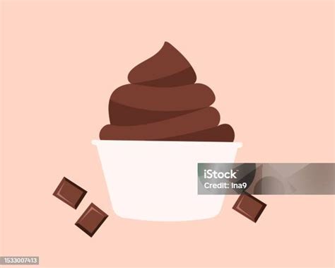 고립된 배경에 초콜릿 칩이 있는 그릇에 초콜릿 아이스크림 벡터 그림 만화 플랫 스타일 초콜릿 칩에 대한 스톡 벡터 아트 및 기타 이미지 초콜릿 칩 0명 귀여운
