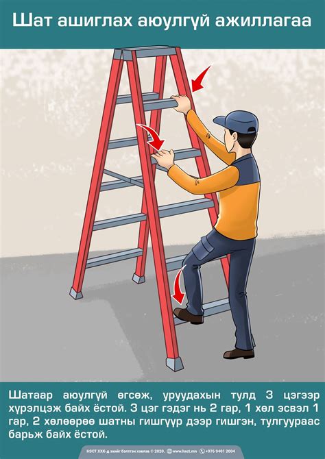 Шат ашиглах аюулгүй ажиллагаа D1d40 Шат хэрэглэх 3 цэгээр хүрэлцэх Шатанд авирах 3